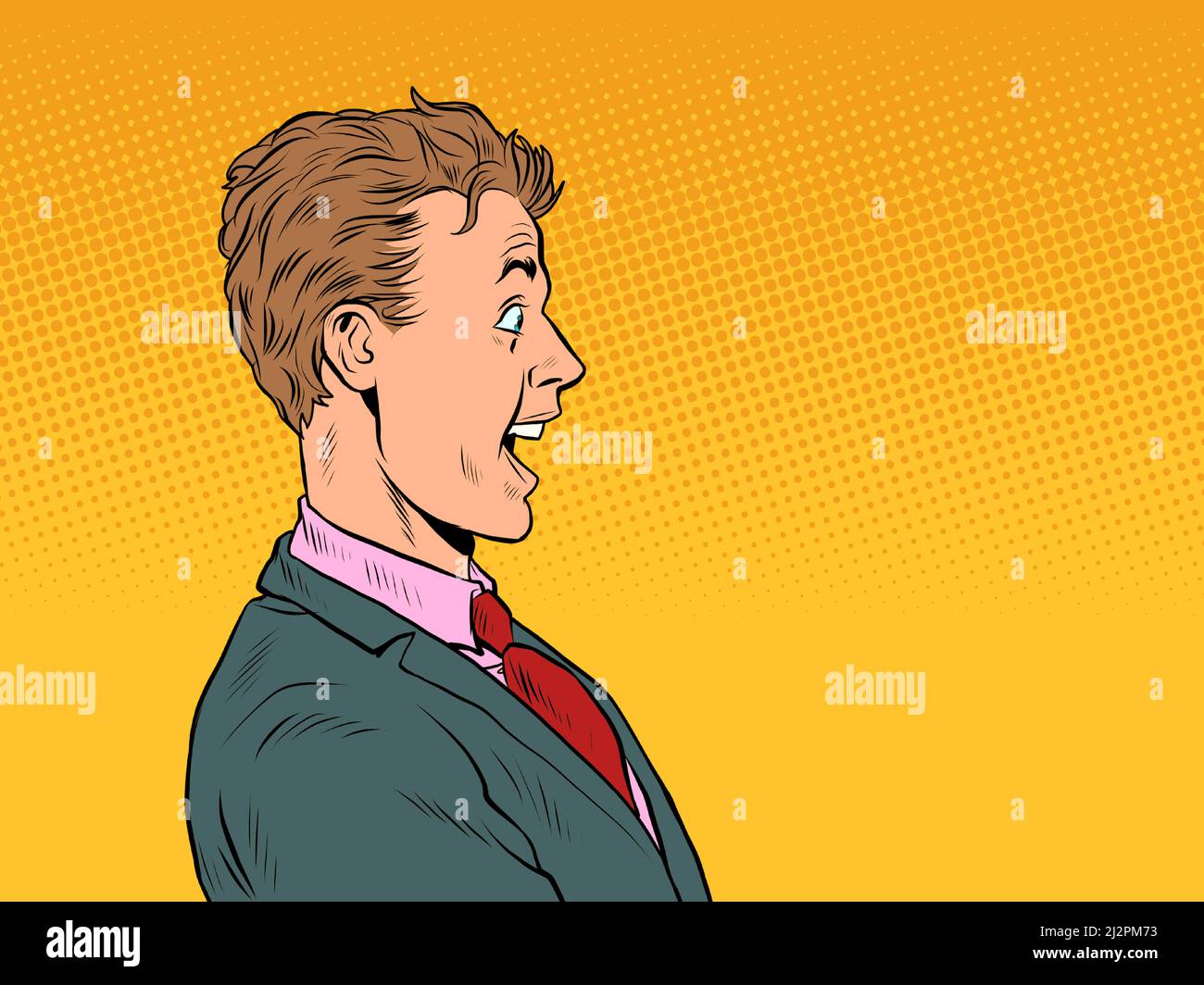 The surprised man is a businessman, human emotions. Excitement delight ...