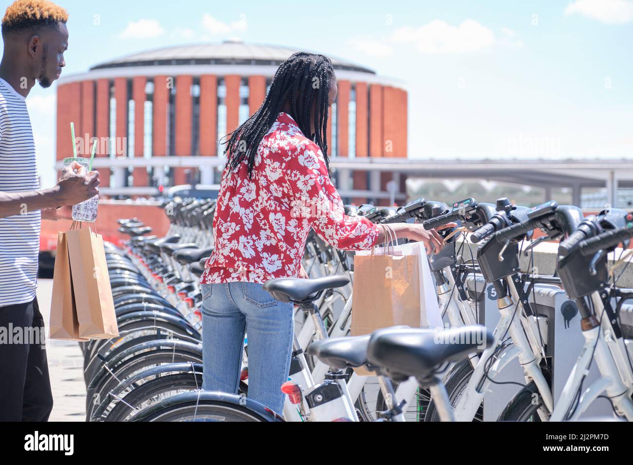 Man shopping bags bicycle hi-res stock photography and images - Alamy
