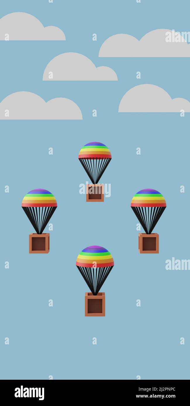 parachute aid drop illustration Stock Photo - Alamy