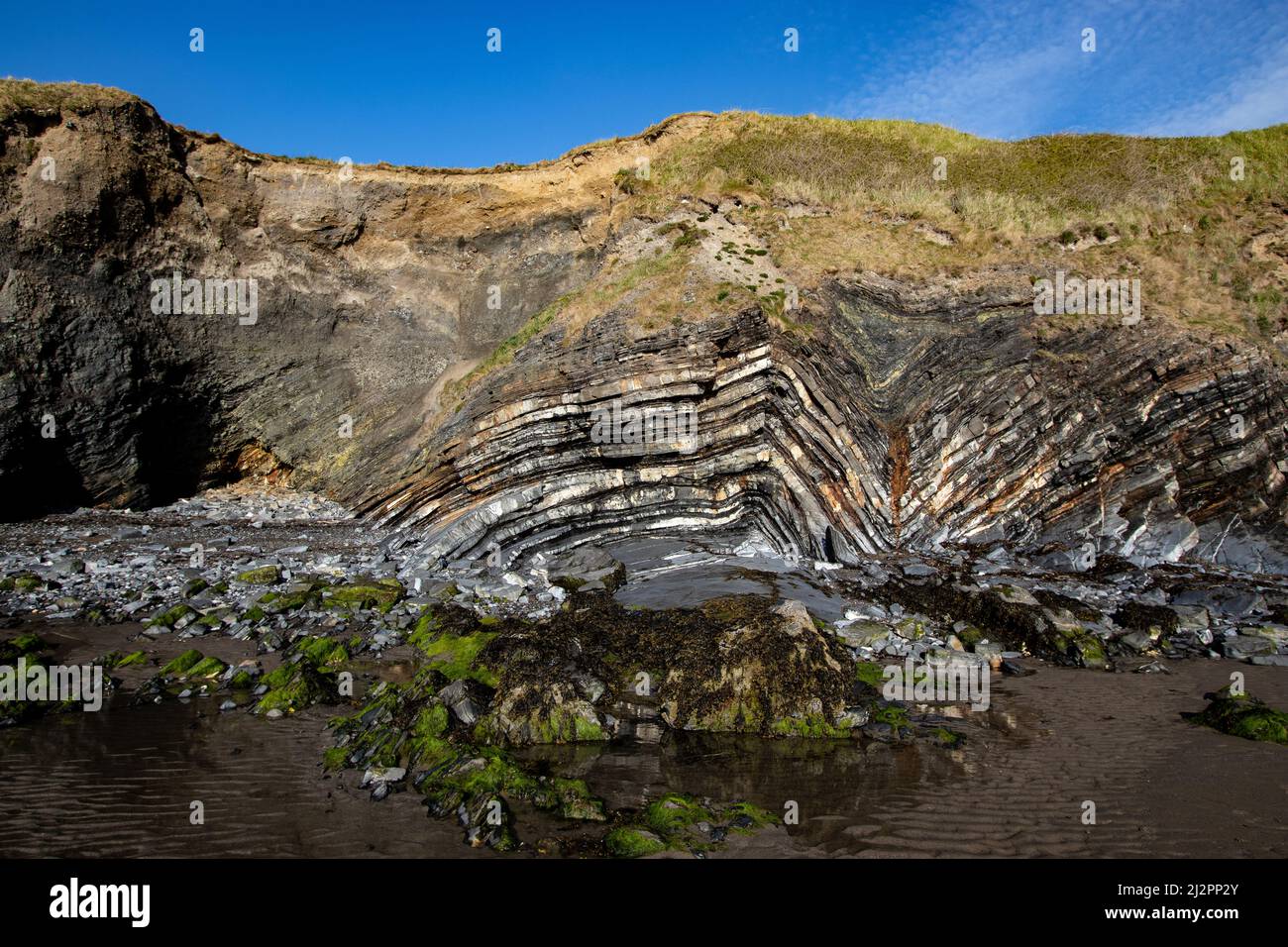 Layered cliffs texture. Stone texture. Cross section of rocks ...