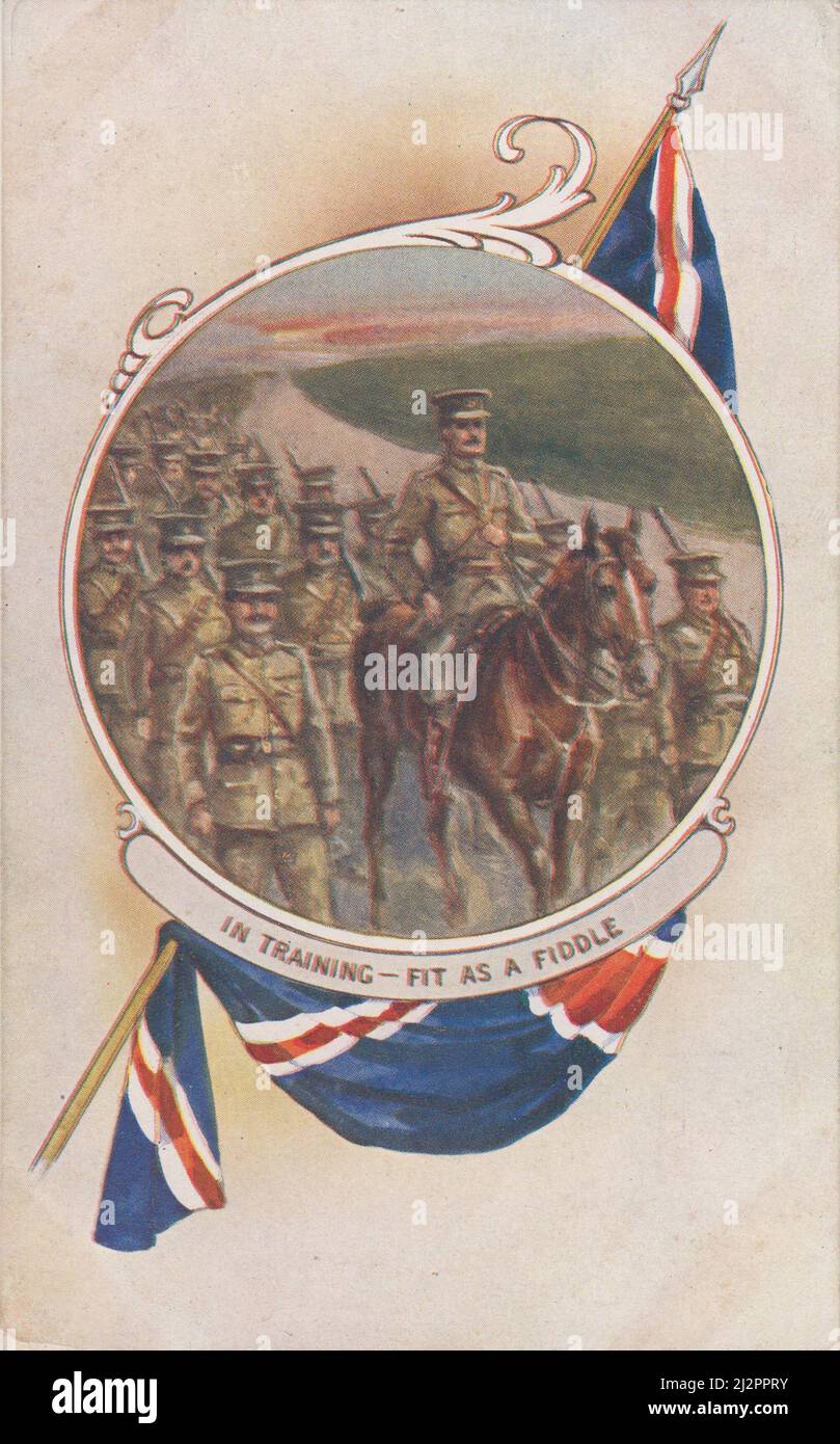 "In training - fit as a fiddle" - patriotic First World War postcard to ...