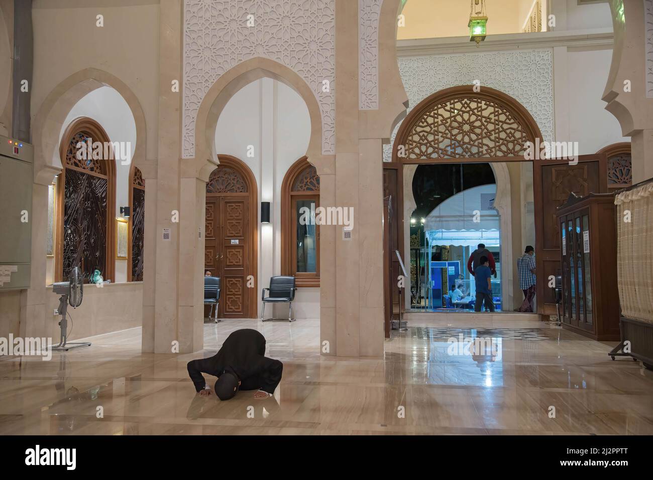 A Muslim man seen praying on the first day of Ramadan at Tonson Mosque ...