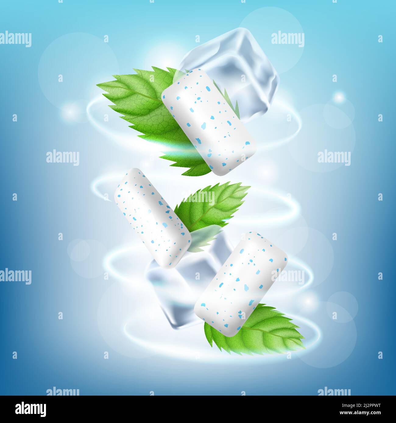 Chewing Gum Aromatic Creative Promo Banner Vector. Chewing Gum Pieces ...