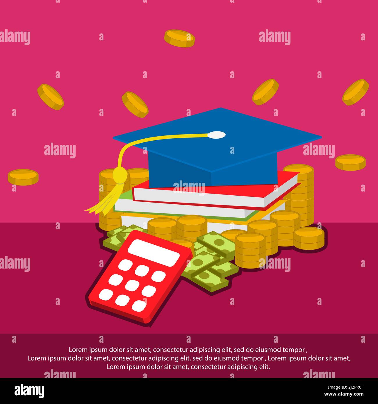 Concept of save the cost of education. Vector Illustration on pink ...