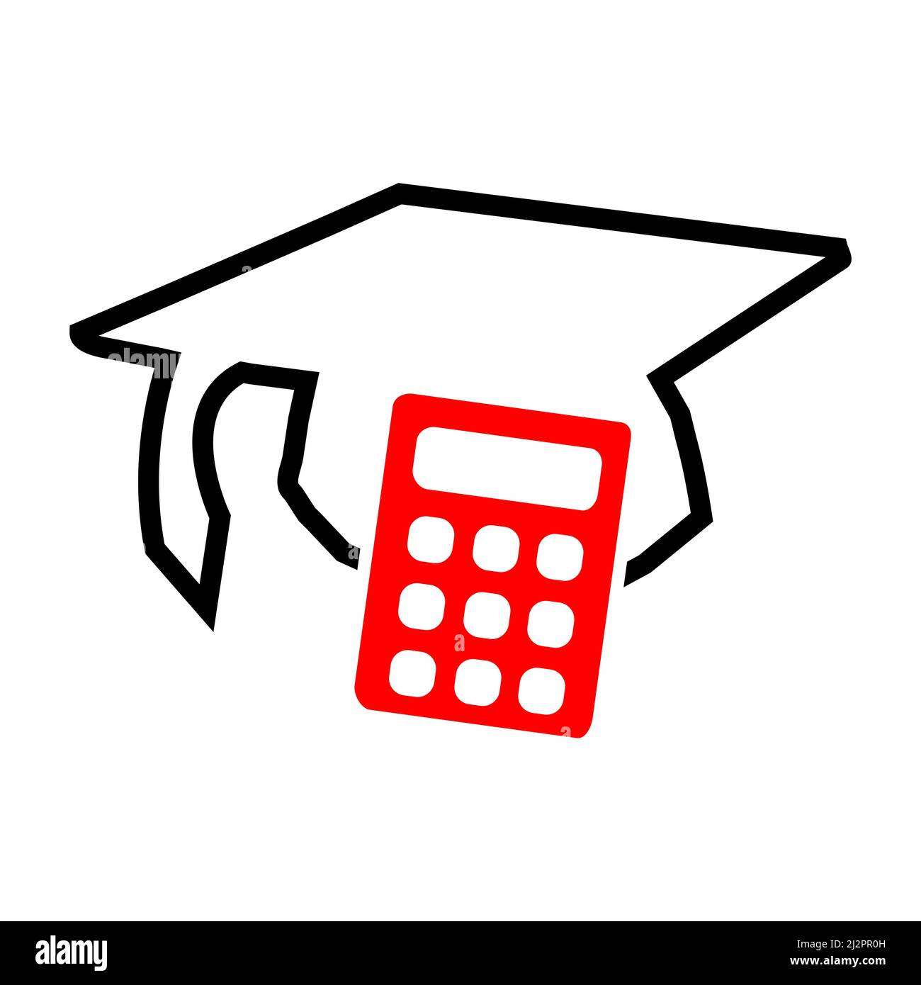 Graduation hat and calculator icon vector. Concept of save the cost of ...