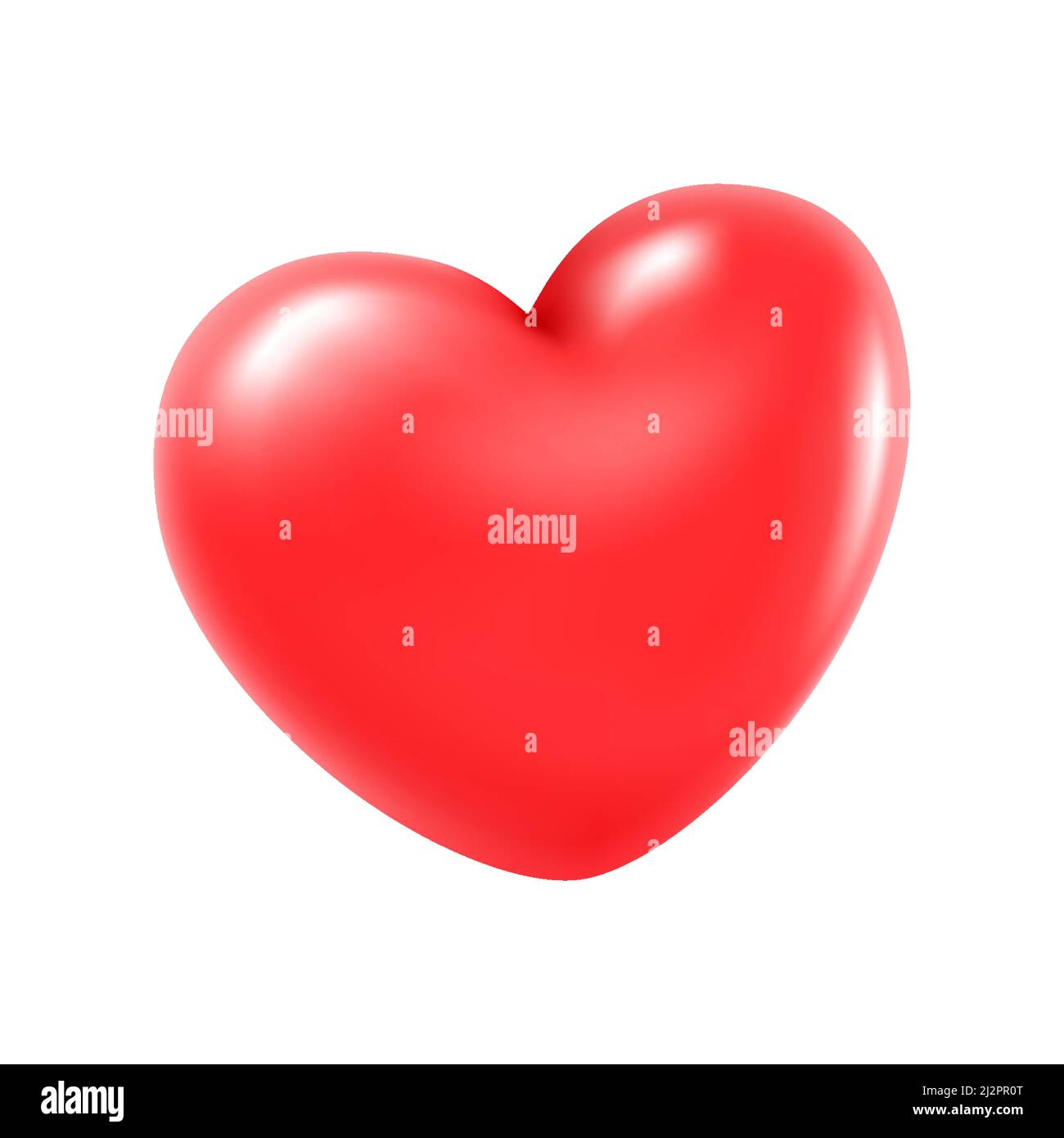 Red shiny heart symbol. Realistic 3D vector illustration, isolated on ...