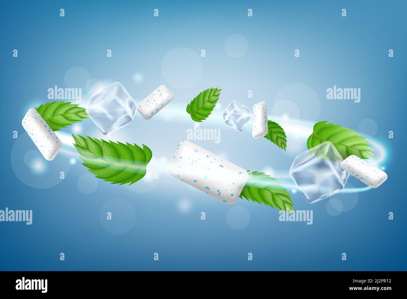 Chewing Gum Aromatic Creative Promo Banner Vector. Chewing Gum Pieces ...