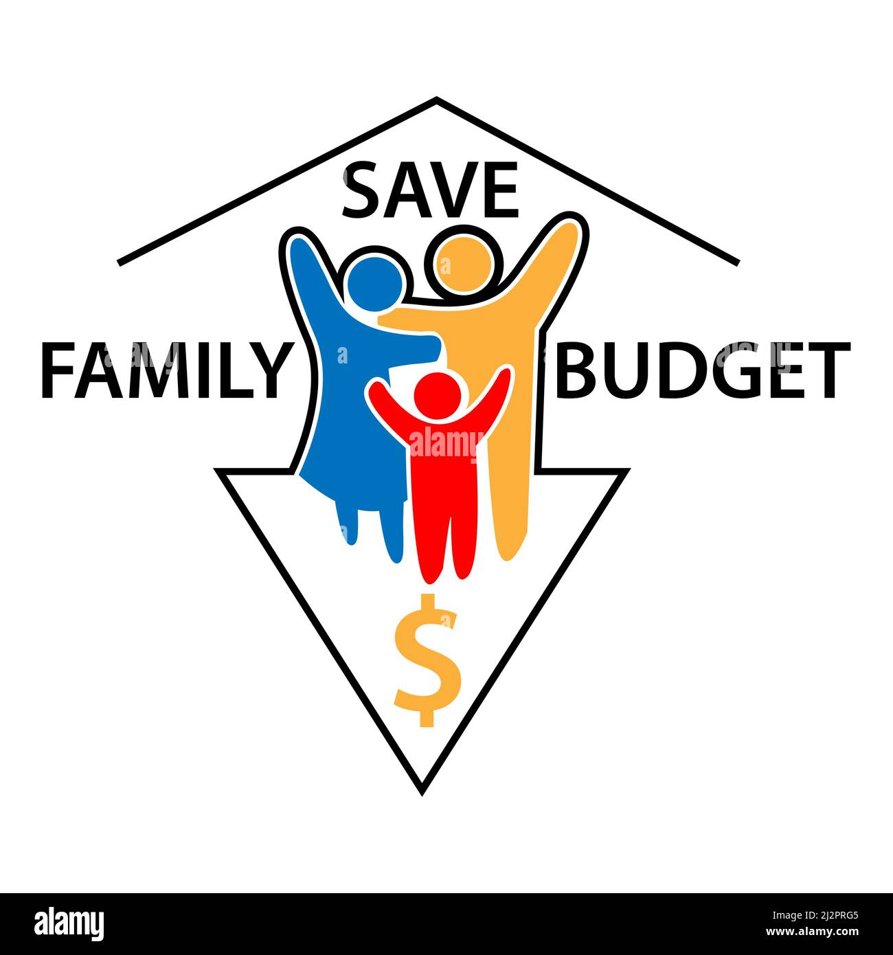 Concept of save family budget. Vector Illustration on white background ...