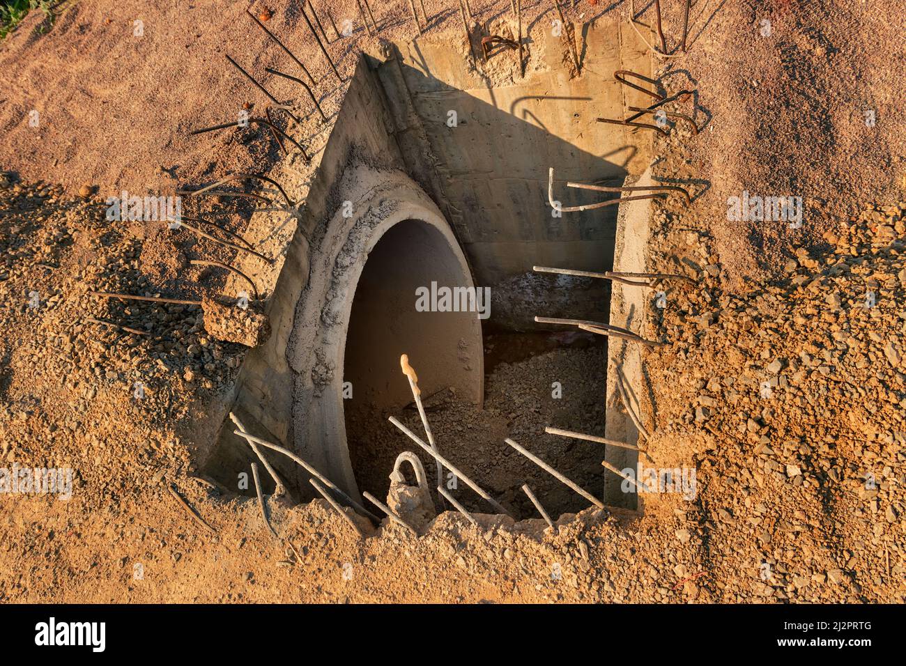 Laying of a concrete rain drain, drain block system. Thai sewage system ...