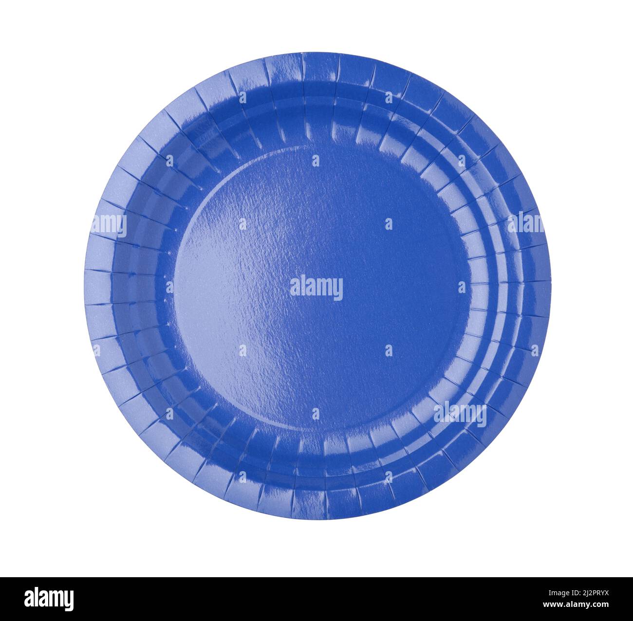 Blue disposable paper plate isolated on white. Top view Stock Photo - Alamy