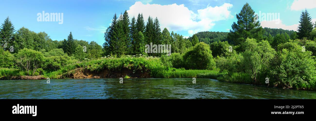 Geography. Middle Siberia (south part). Panorama of powerful rivers and ...