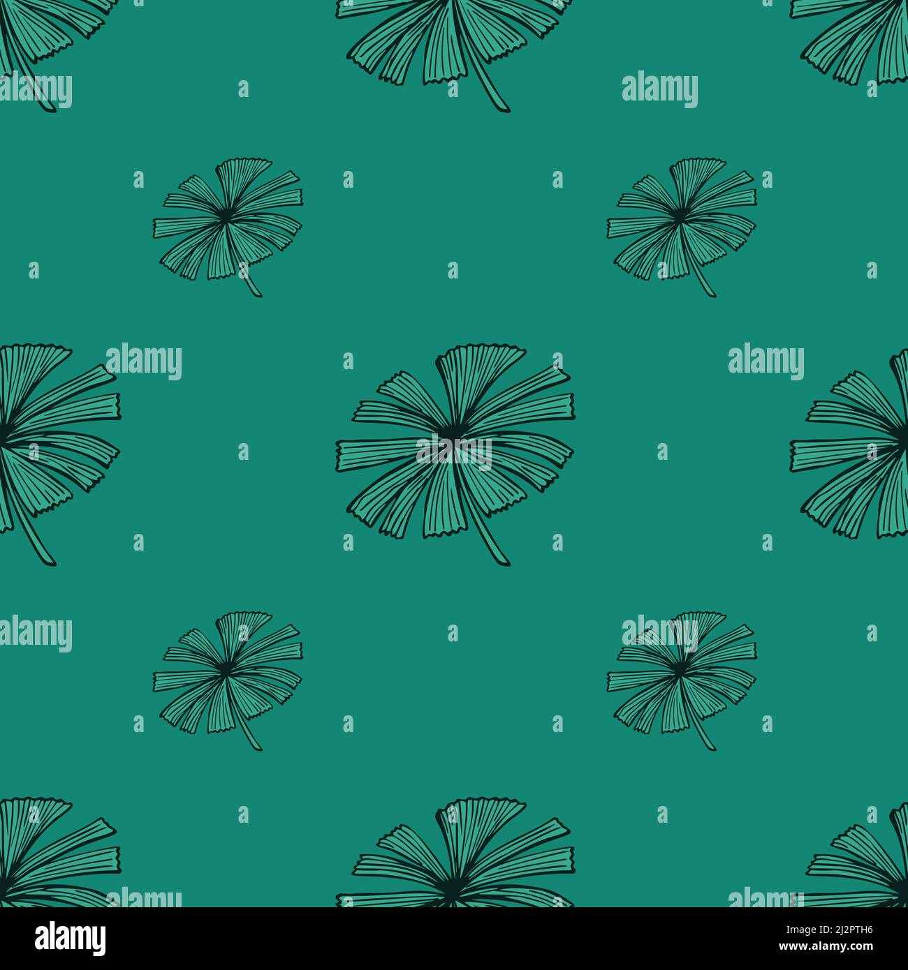 Fan palm leaves seamless pattern on. Vintage foliage of palmetto in ...