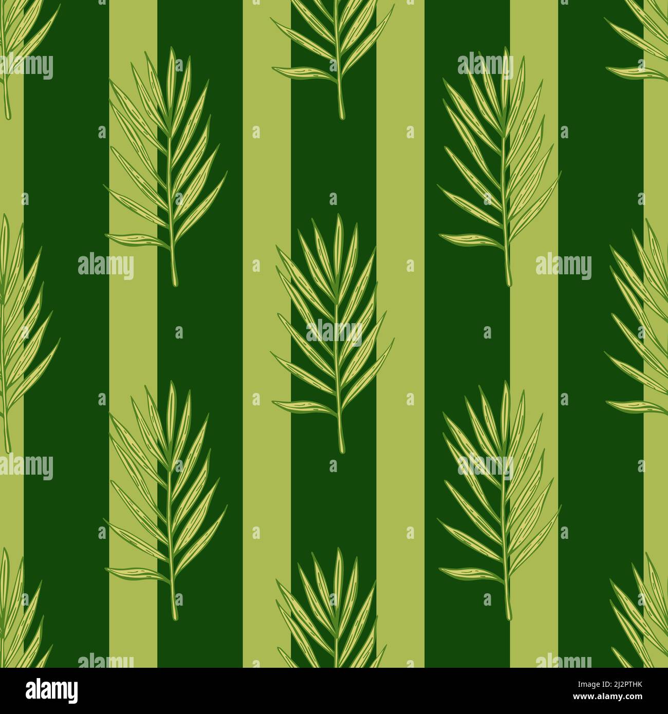 Palm leaves seamless pattern. Tropical branch in engraving style. Hand ...