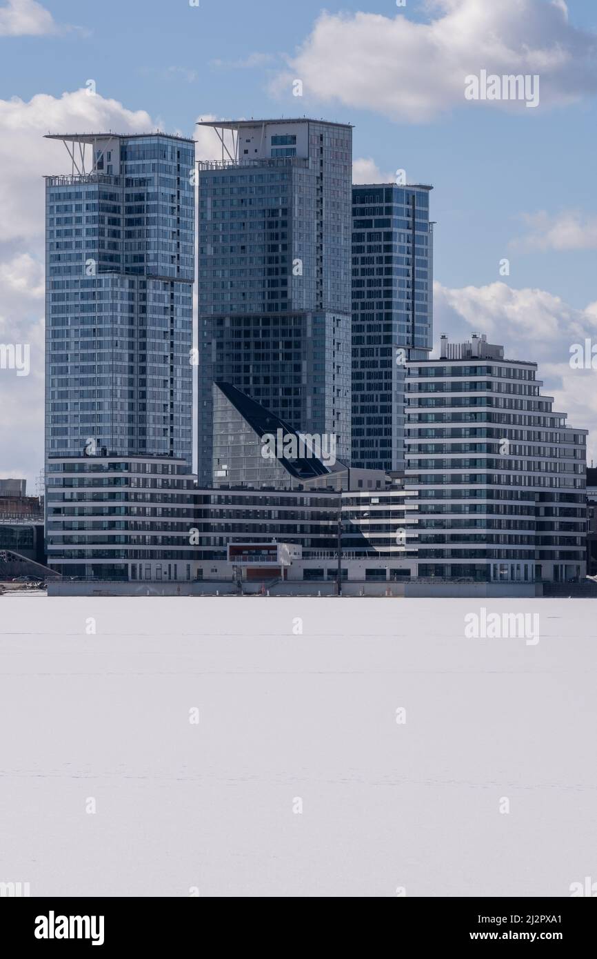 Helsinki / Finland - APRIL 3, 2022: Modern highrise residential area on ...