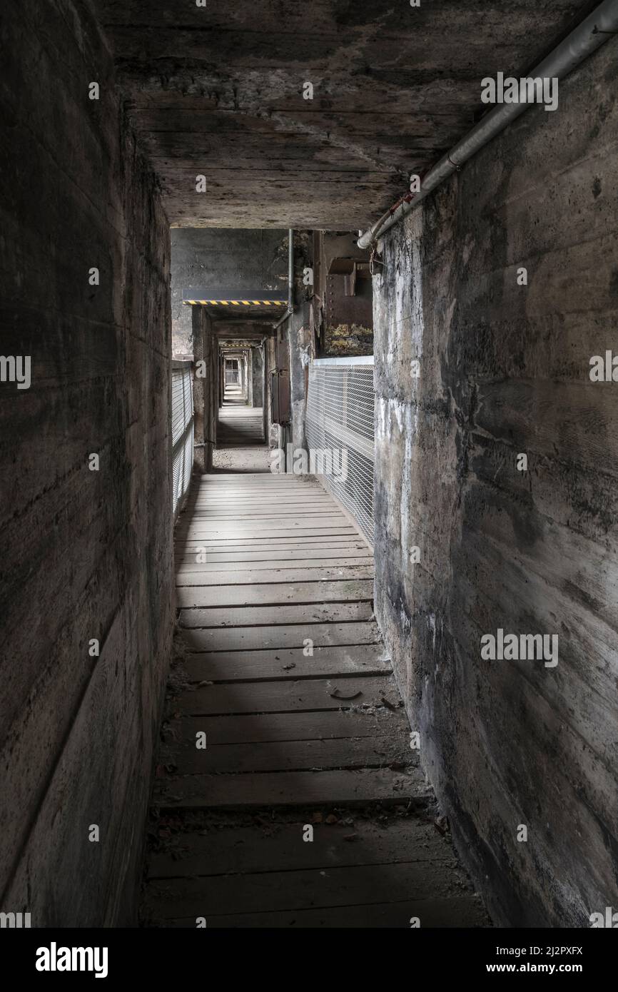 underground aisle in a historic steelwork Stock Photo - Alamy