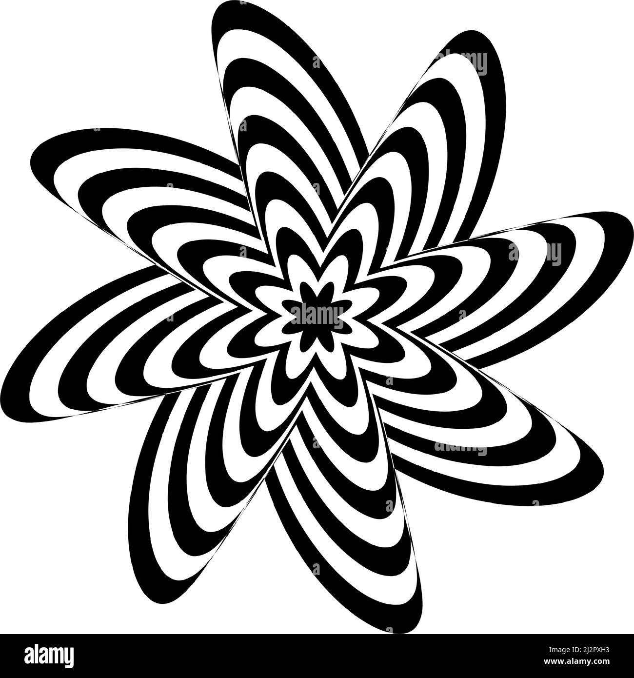 Op-art, optical, visual art vector element. Black and white abstract ...