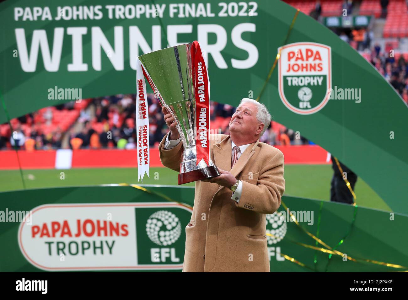 Rotherham United chairman Tony Stewart, poses with the trophy Stock ...