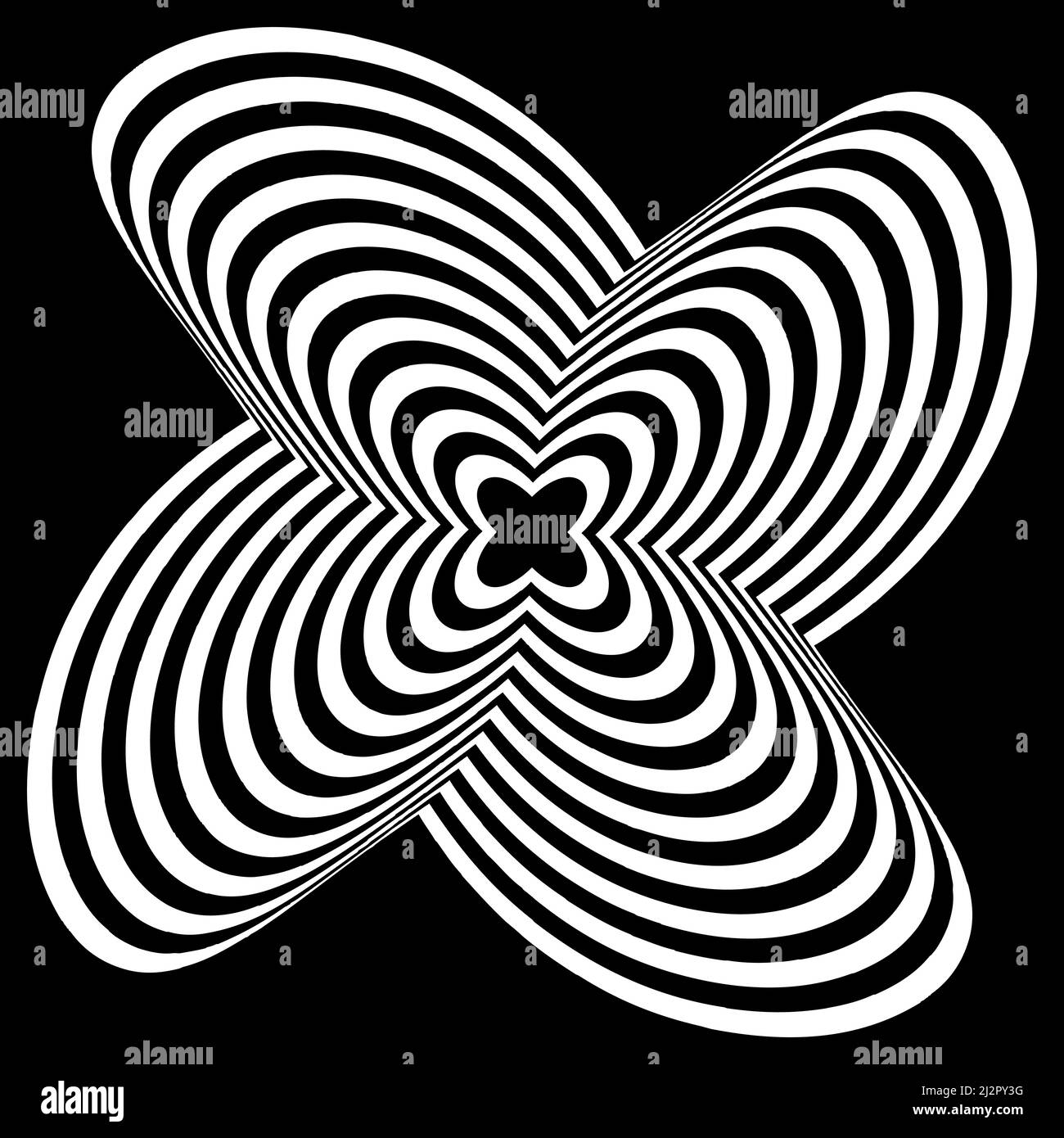 Op-art, optical, visual art vector element. Black and white abstract ...