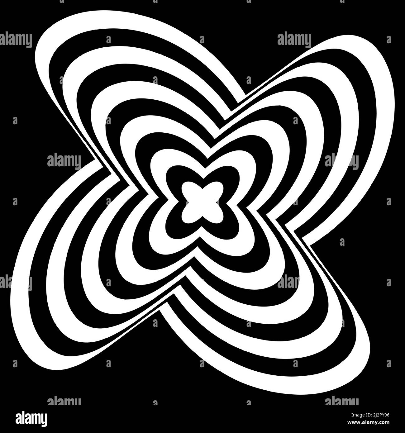 Op-art, optical, visual art vector element. Black and white abstract ...