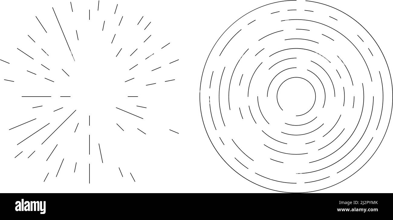 Random radial, circular lines. Abstract geometric circle vector element ...