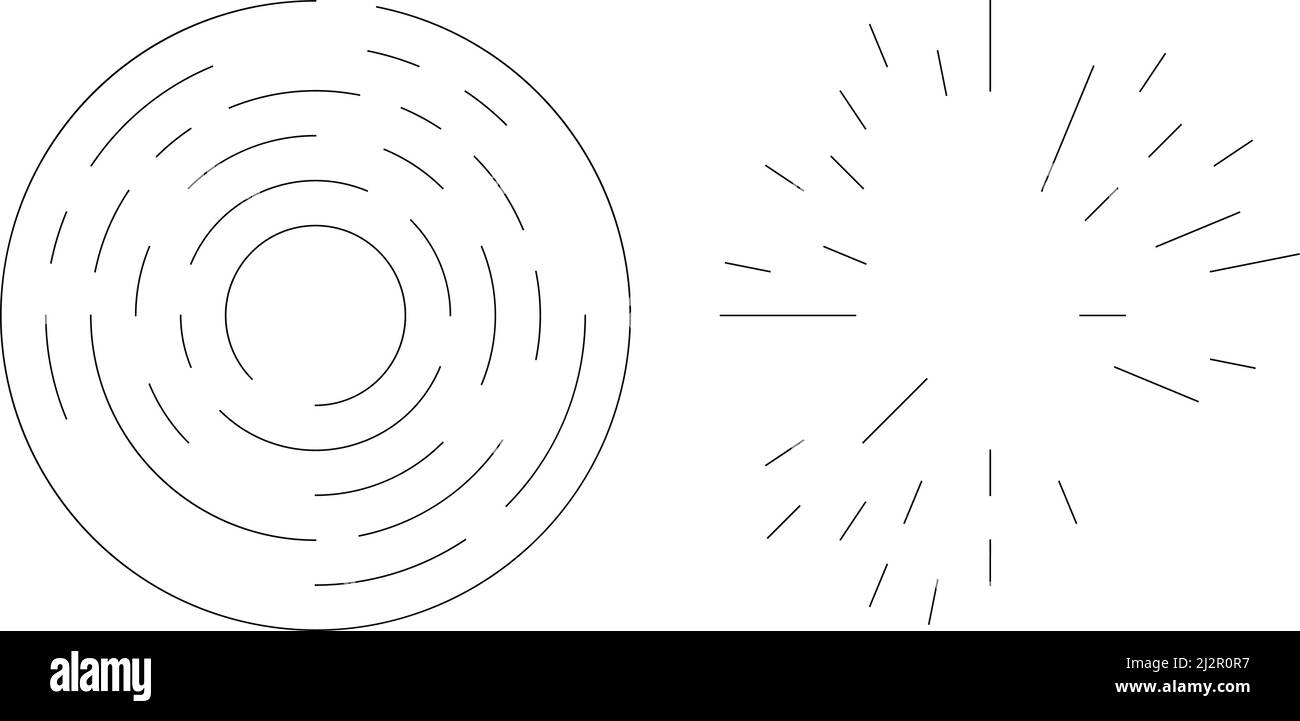 Random radial, circular lines. Abstract geometric circle vector element ...