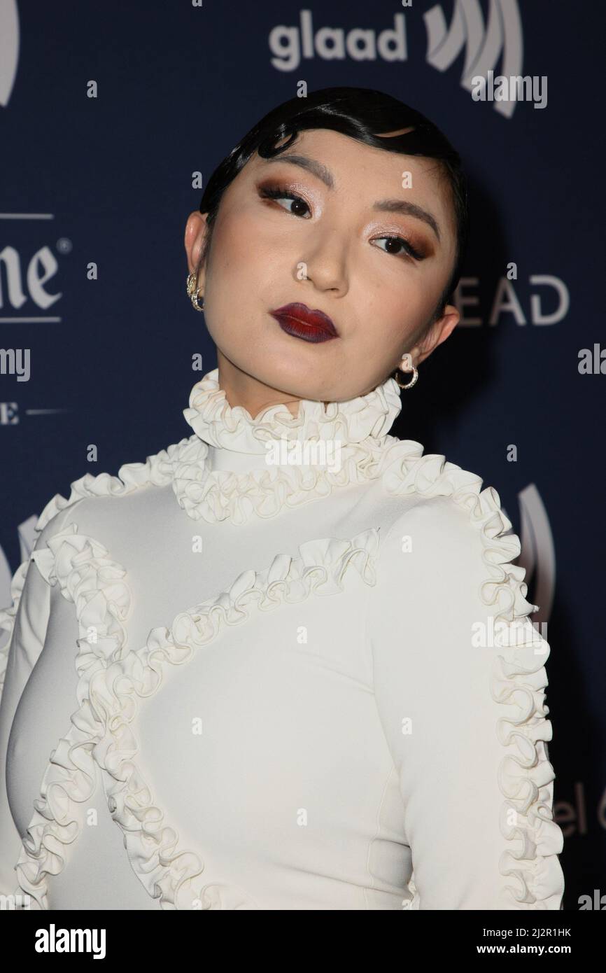 Poppy Liu attends the 33rd Annual GLAAD Media Awards on April 02, 2022 ...