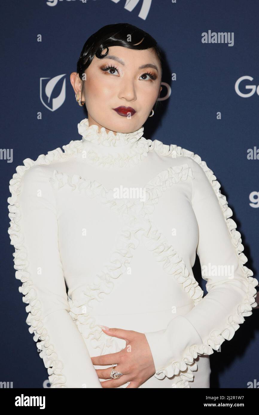 Poppy Liu attends the 33rd Annual GLAAD Media Awards on April 02, 2022 ...