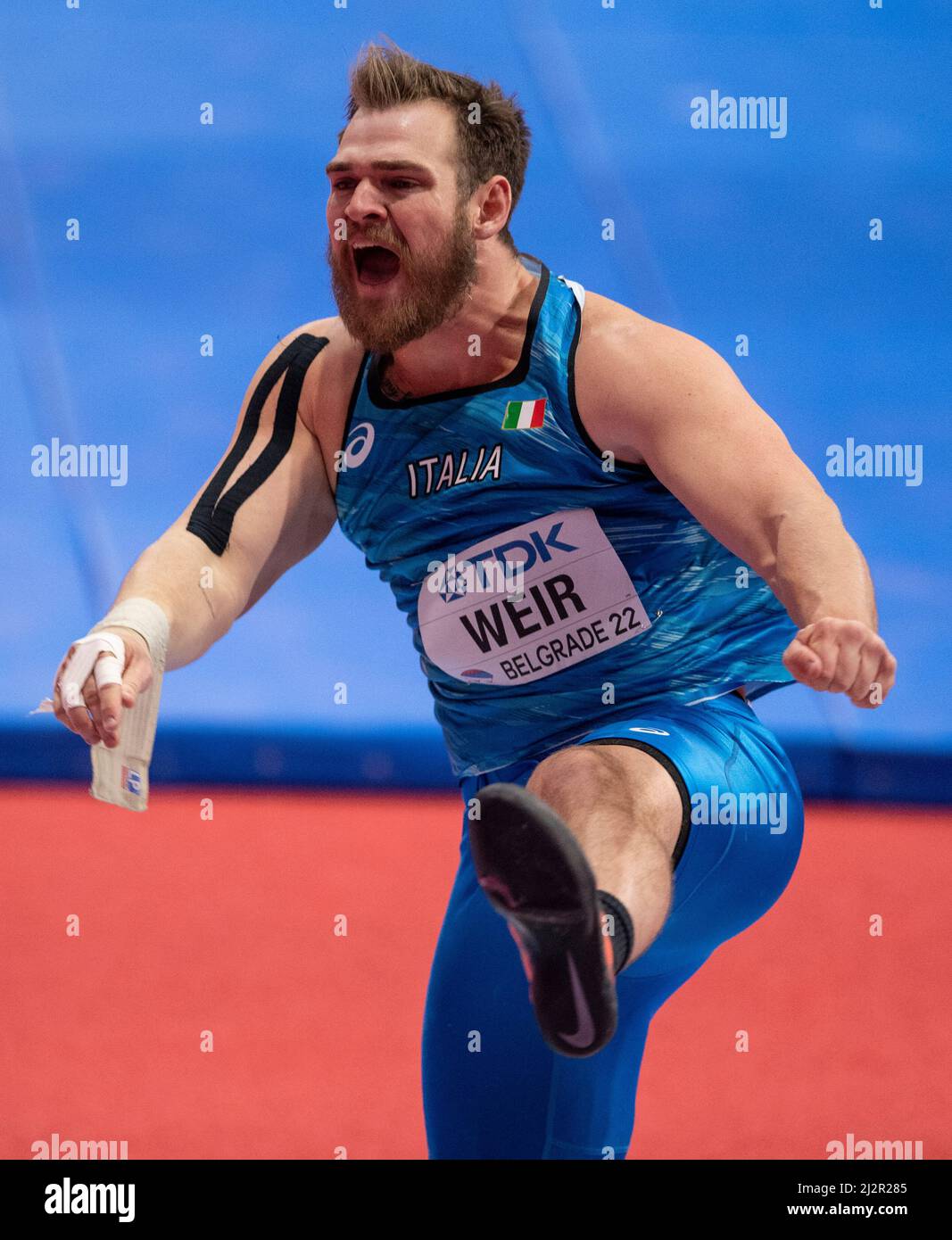 Zane Weir ITA competing in the men’s shot put on Day Two of the World ...