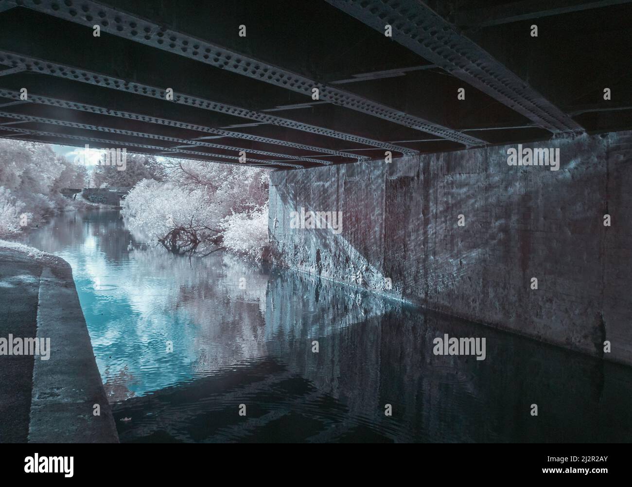 Infrared picture looking under the railway bridge on the Bridgewater ...