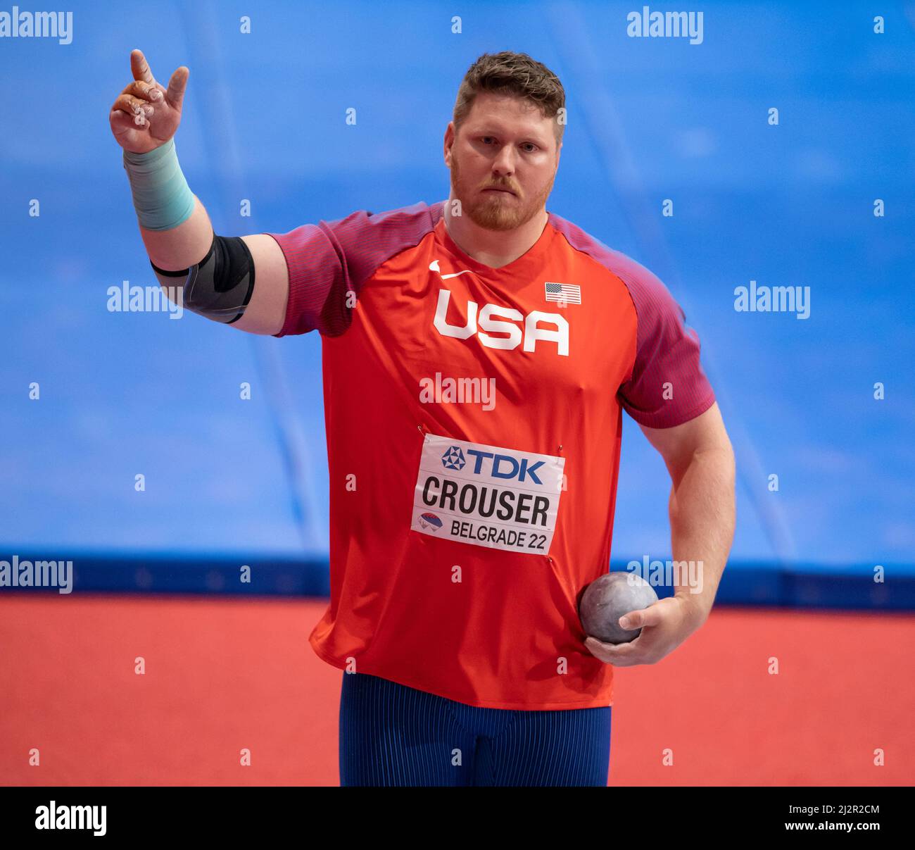 Ryan Crouser USA competing in the men’s shot put on Day Two of the ...