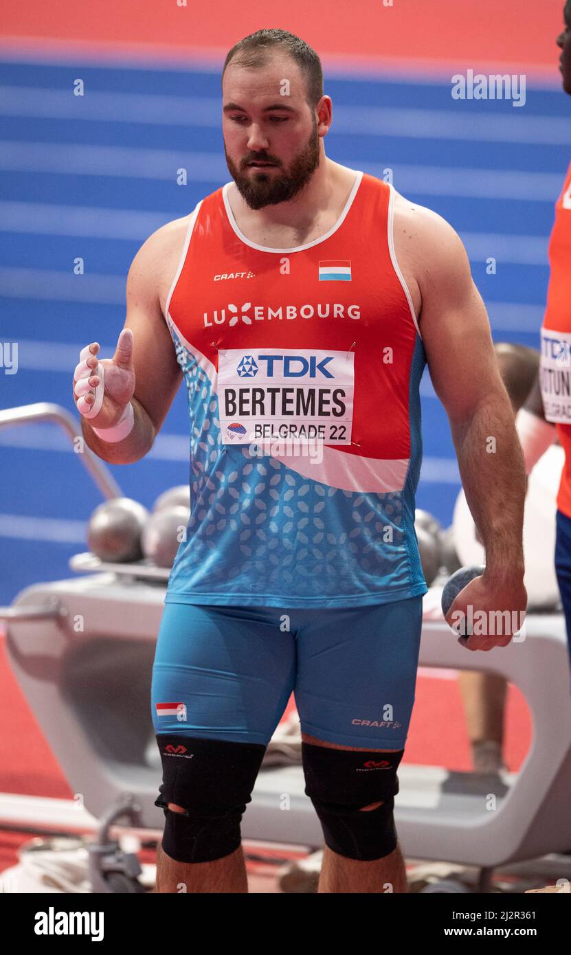 Bob Bertemes LUX competing in the men’s shot put on Day Two of the World Athletics Indoor ...