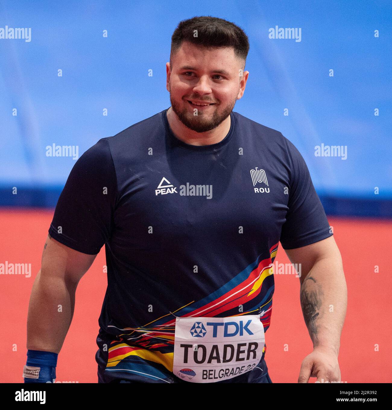 Andrei Rares Toader ROU competing in the men’s shot put on Day Two of ...