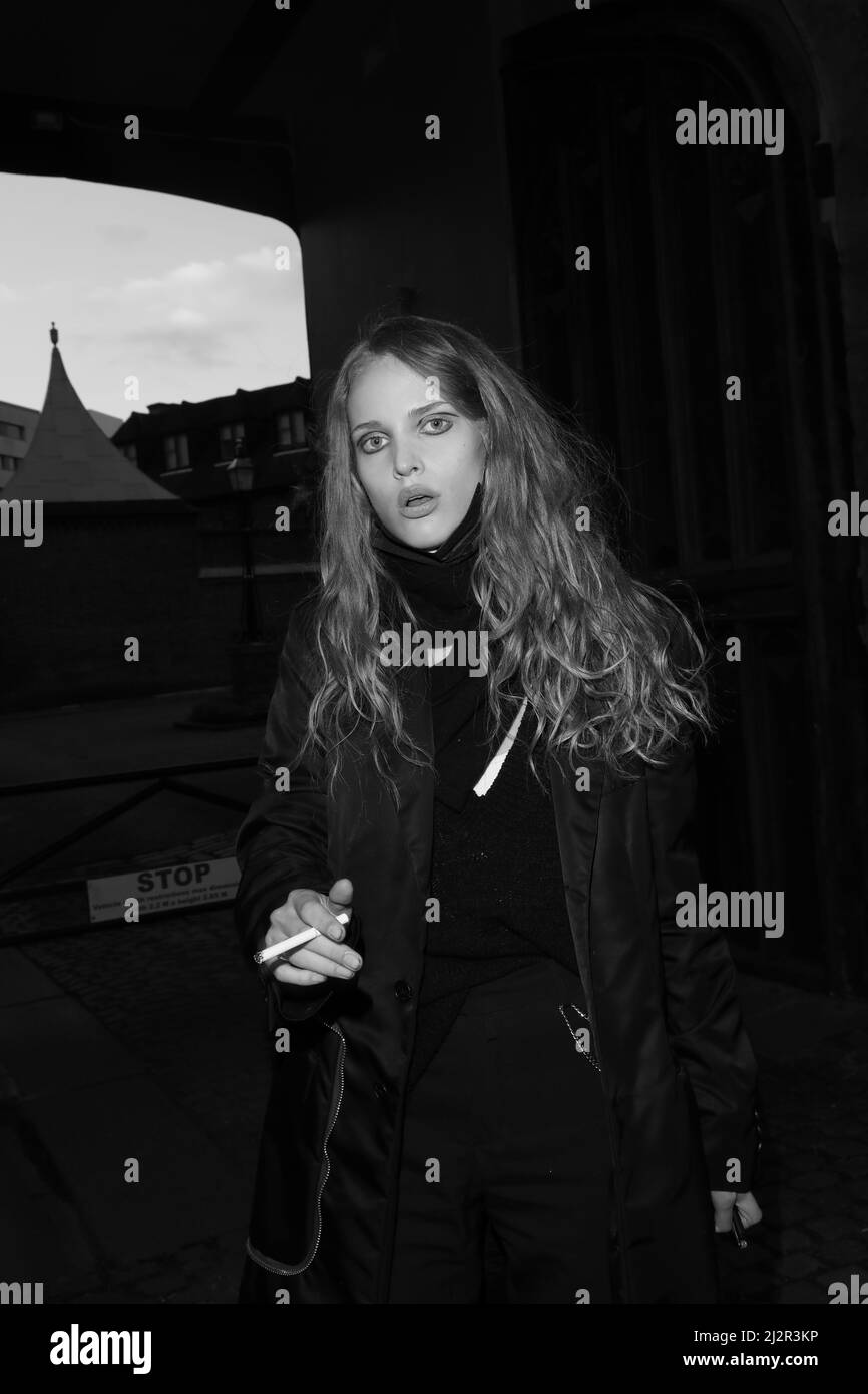 Model seen outside of Paul & Joe show during London Fashion Week Stock ...