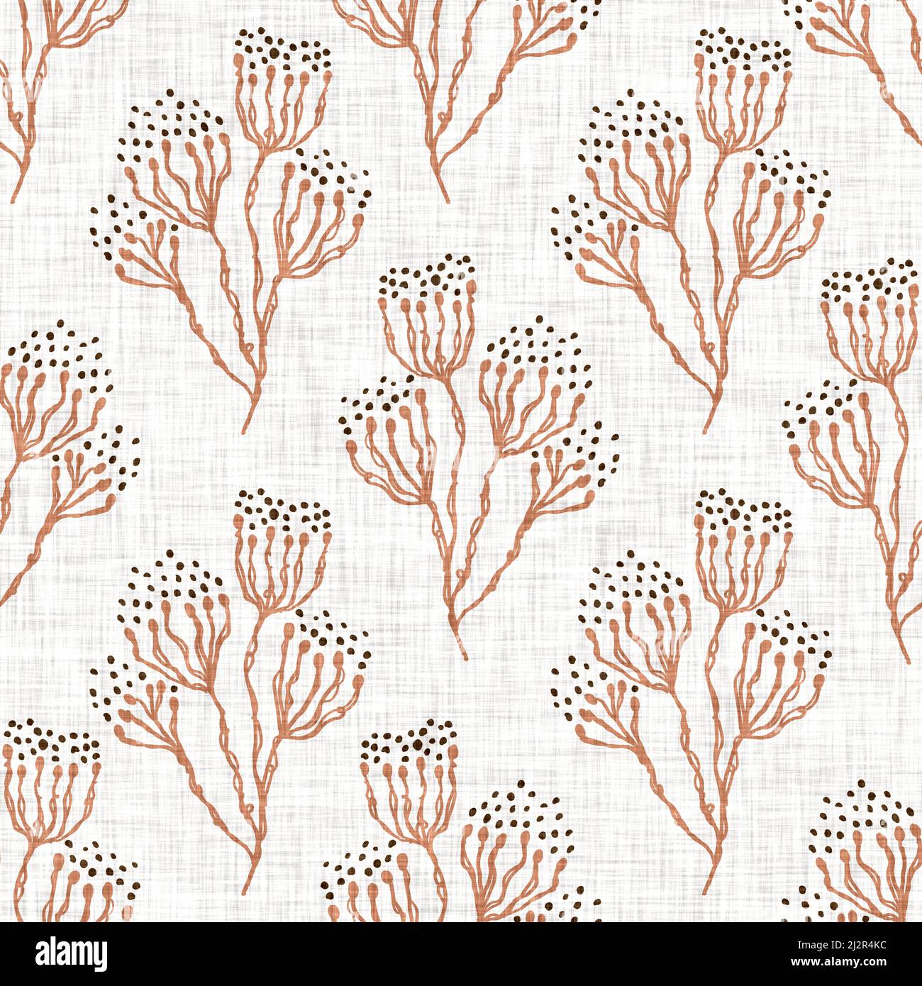 Seamless minimalist doodle flower pattern background. Calm two tone ...