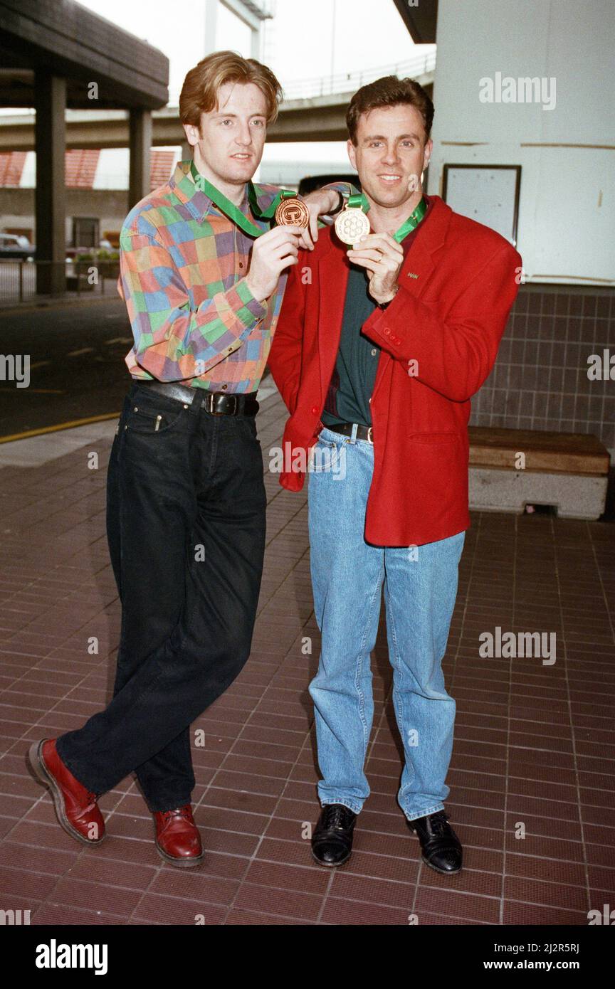 Runner Tom Mckean Arrives Home From The 1993 Iaaf World Indoor Championships In Toronto With His