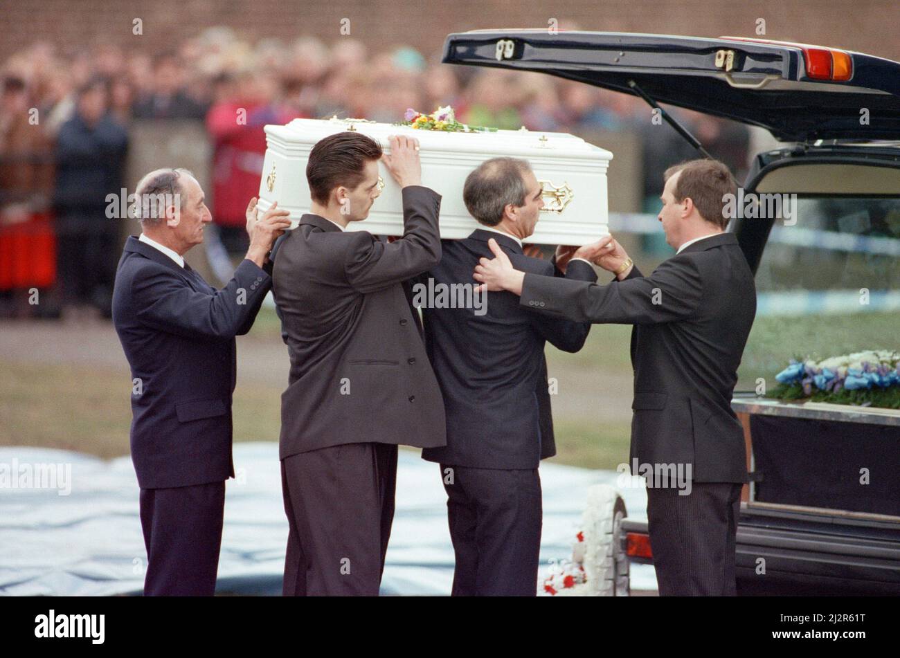 The funeral of James Bulger, Sacred Heart Church, Kirkby. Ralph Bulger ...