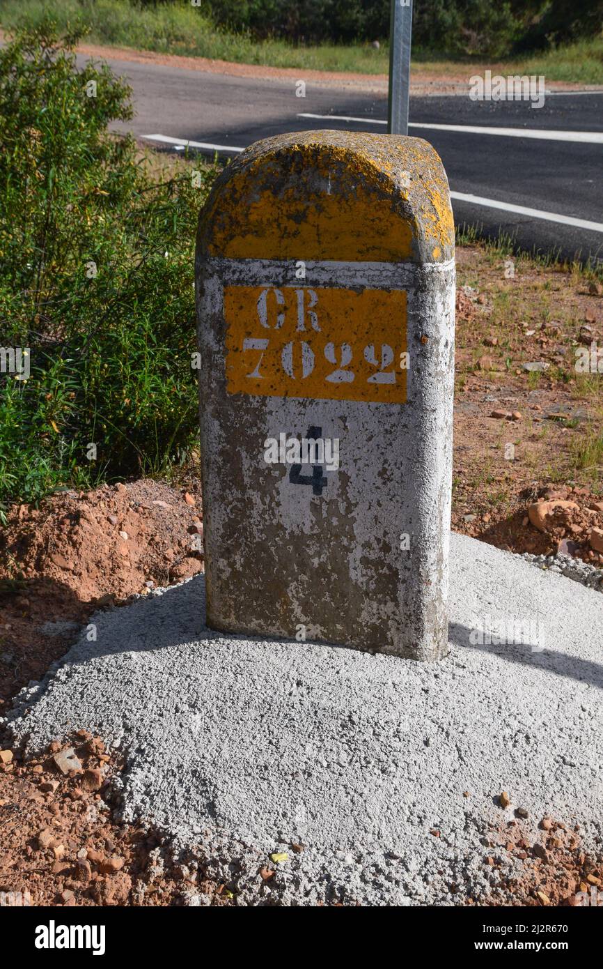 secondary road kilometer marker Stock Photo - Alamy
