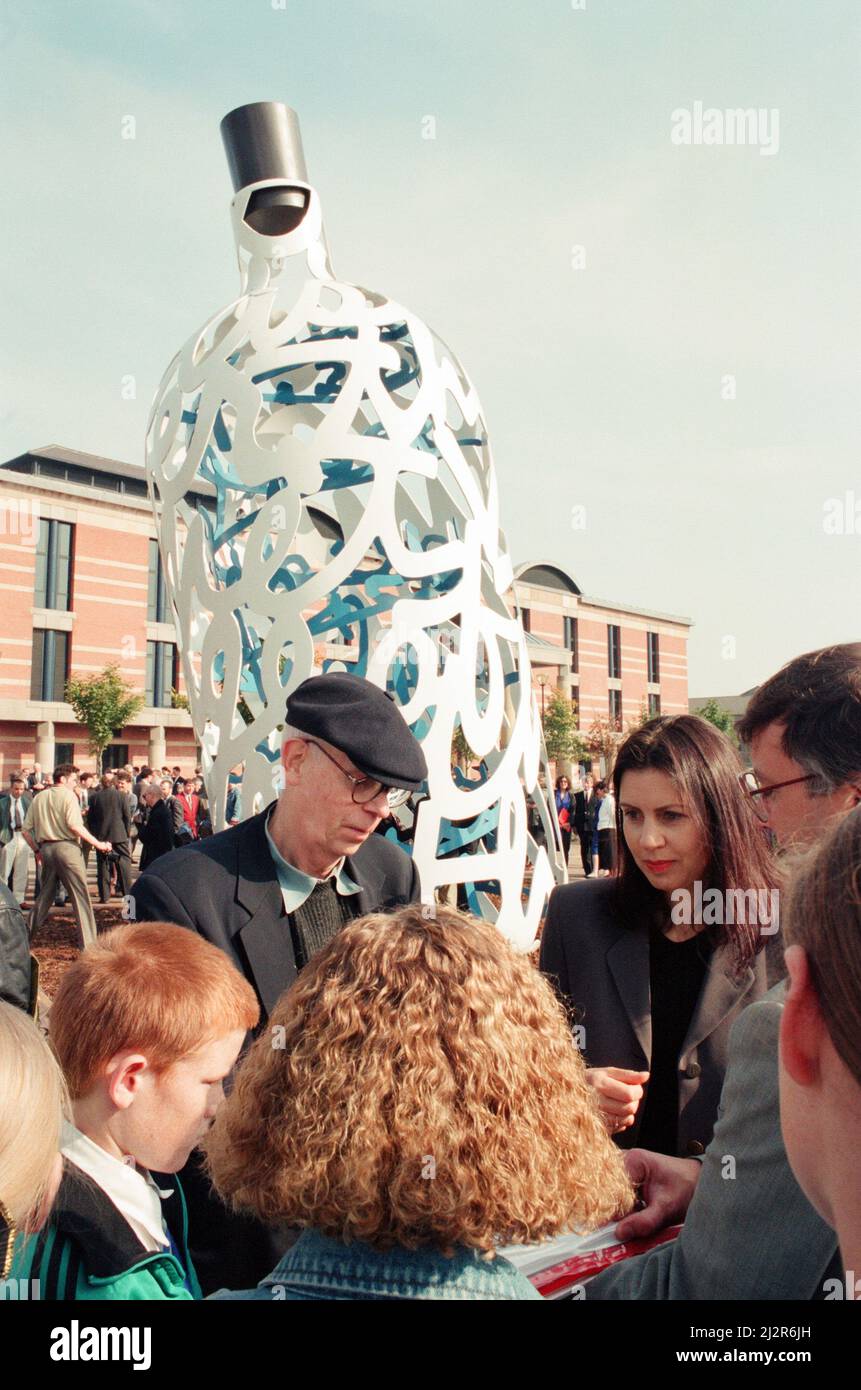The launch of the sculpture 'Bottle of Notes', a piece of public art by ...