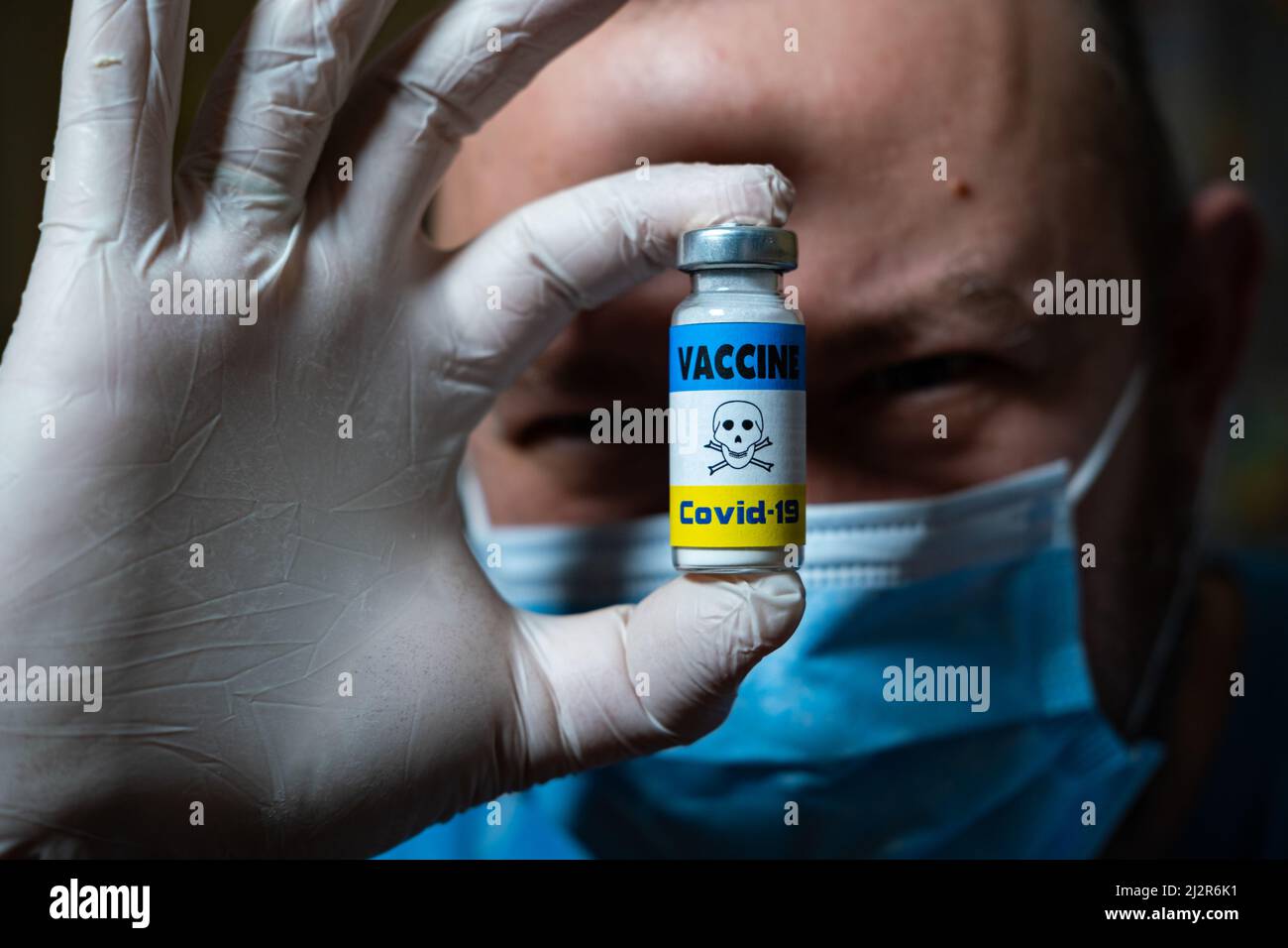 The dangers of coronavirus vaccination. Harmful side effects concept ...