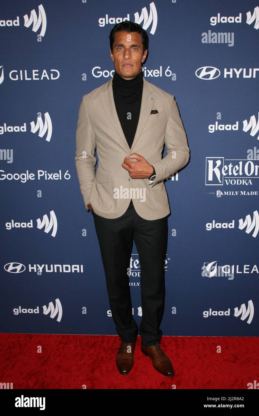 Staz Nair attends the 33rd Annual GLAAD Media Awards on April 02, 2022 ...