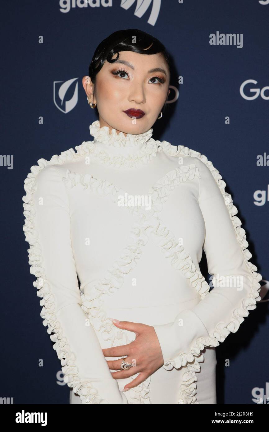 Poppy Liu attends the 33rd Annual GLAAD Media Awards on April 02, 2022 ...