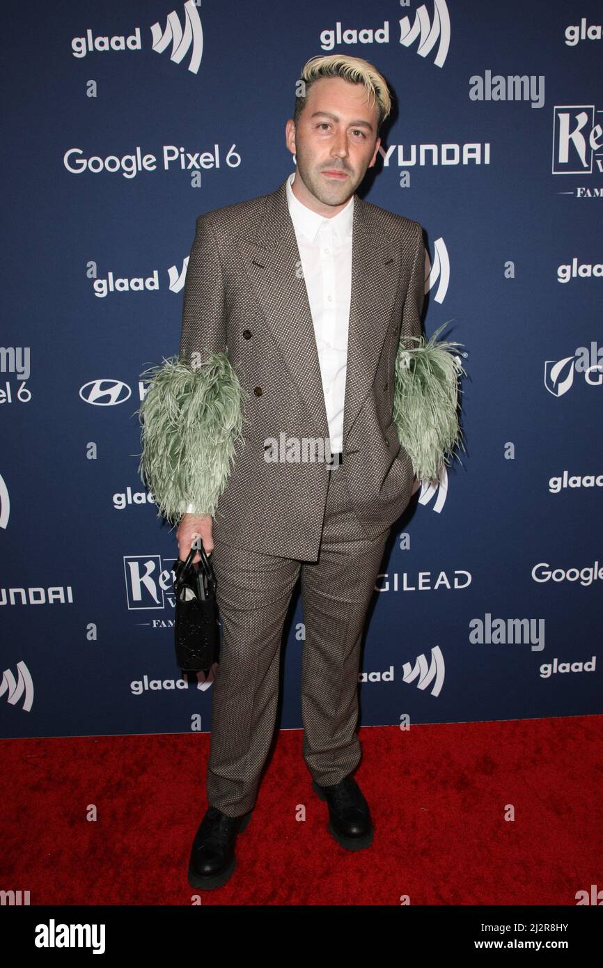 Leland attends the 33rd Annual GLAAD Media Awards on April 02, 2022 in ...