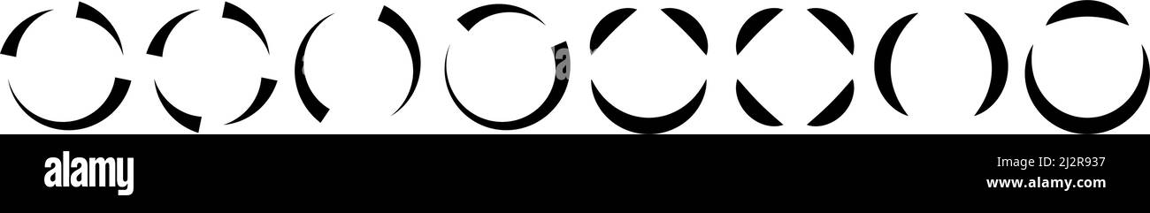 Concentric, radial lines, circles icon. Segmented circle shape. Spiral ...