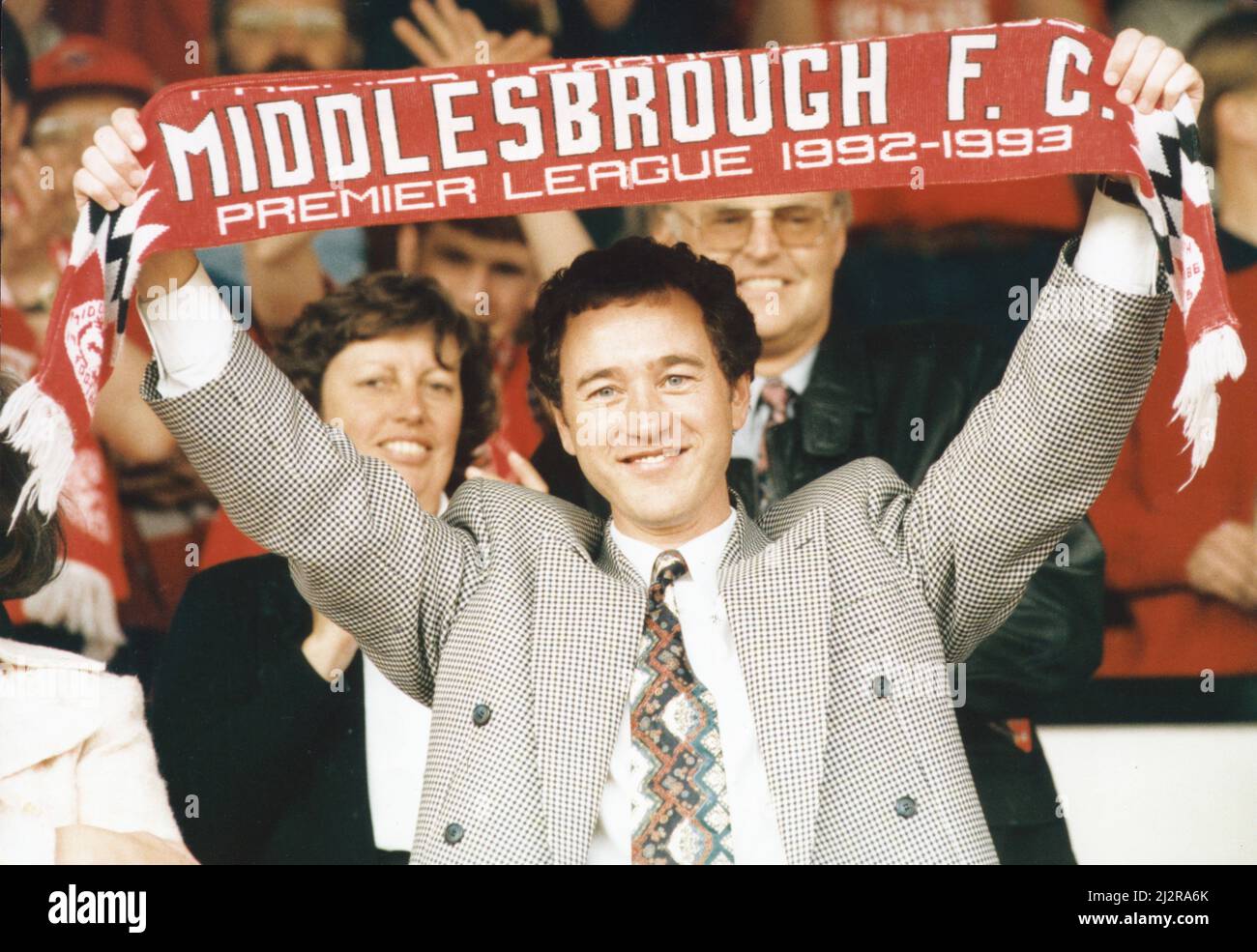 Middlesbrough chairman Steve Gibson celebrates promotion to the Premier ...