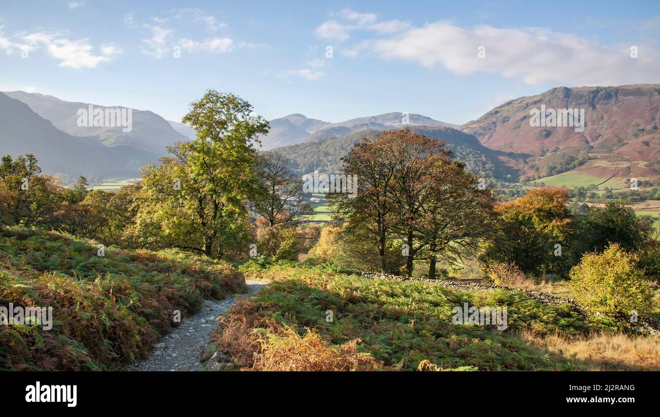 Landscape View from Grange Fell of Watlendath to Rosthwaite Path from ...