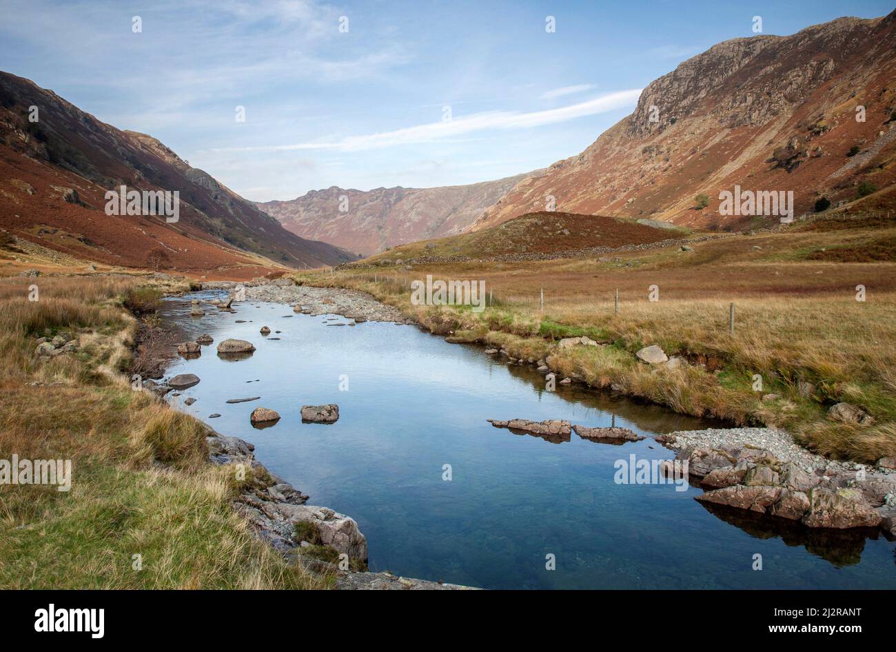 Langstrath Beck and Valley vista to Stonethwaite Fell in the Lake ...