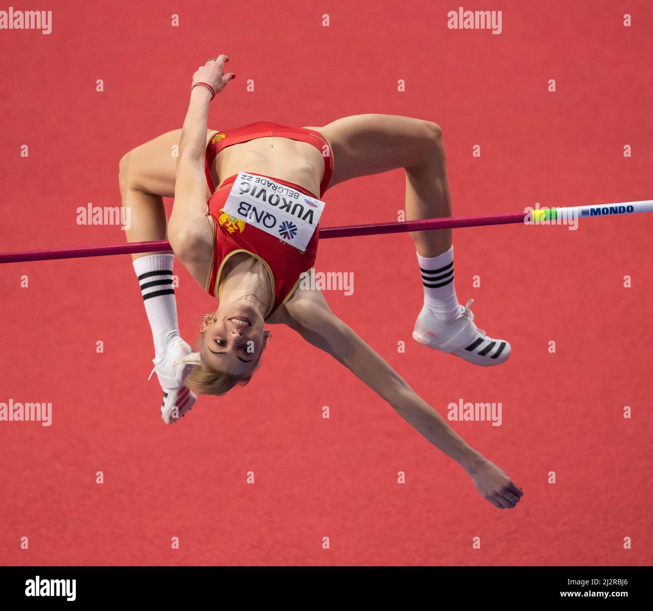 Marija Vukovic MNE competing in the women’s high jump on Day Two of the ...