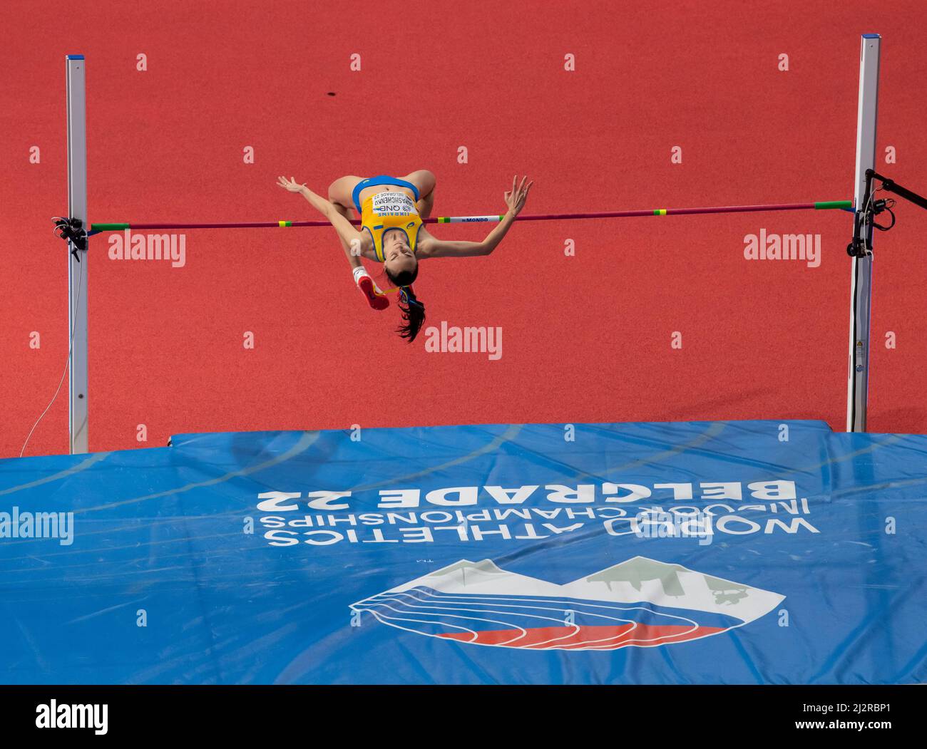 Iryna Gerashchenko UKR competing in the women’s high jump on Day Two of ...