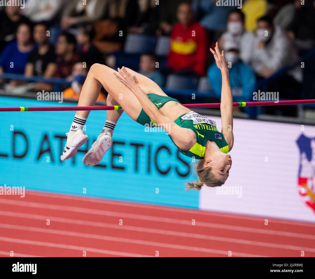Eleanor Patterson AUS competing in the women’s high jump on Day Two of ...