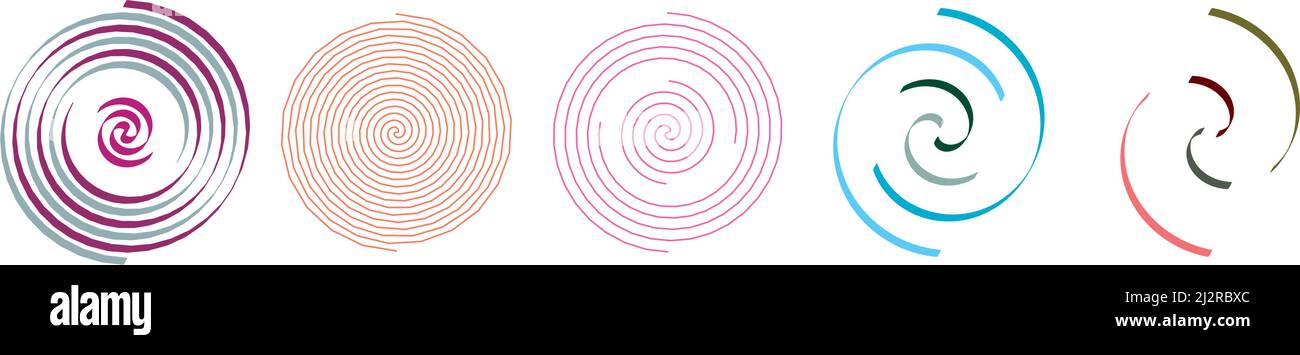 Spirally shape. Swirl, twirl, whirl and twirl vector design element ...